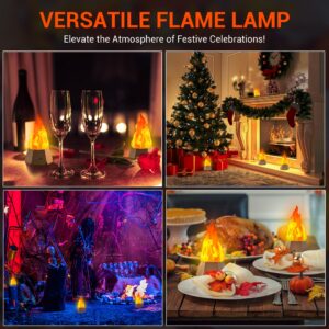 Ollcuz Fake Fire Lamp, USB Rechargeable Flameless Flickering Flame, 3-Mode LED Flame Light for Outdoor Camping Holiday Halloween Christmas Thanksgiving Table Yard Decorations