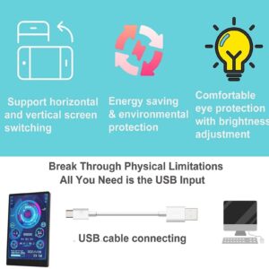 SUNGOOYUE 3.5 Inch IPS USB Mini Screen,CPU HDD Data Monitor Temperature Display,360 Degree Rotation Type C Sub Screen for Computer Case