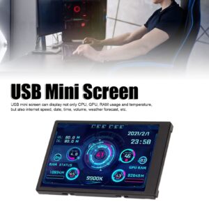 SUNGOOYUE 3.5 Inch IPS USB Mini Screen,CPU HDD Data Monitor Temperature Display,360 Degree Rotation Type C Sub Screen for Computer Case