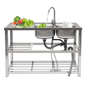 commercial kitchen sink catering sink commercial stainless steel kitchen 2 bowl drainer commercial kitchen prep & free standing utility sink for garage, restaurant, kitchen