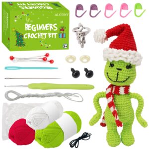 alodny crochet kit for beginners,christmas crochet kit for beginners adults,knitting kits hooks yarn set with step-by-step video tutorials