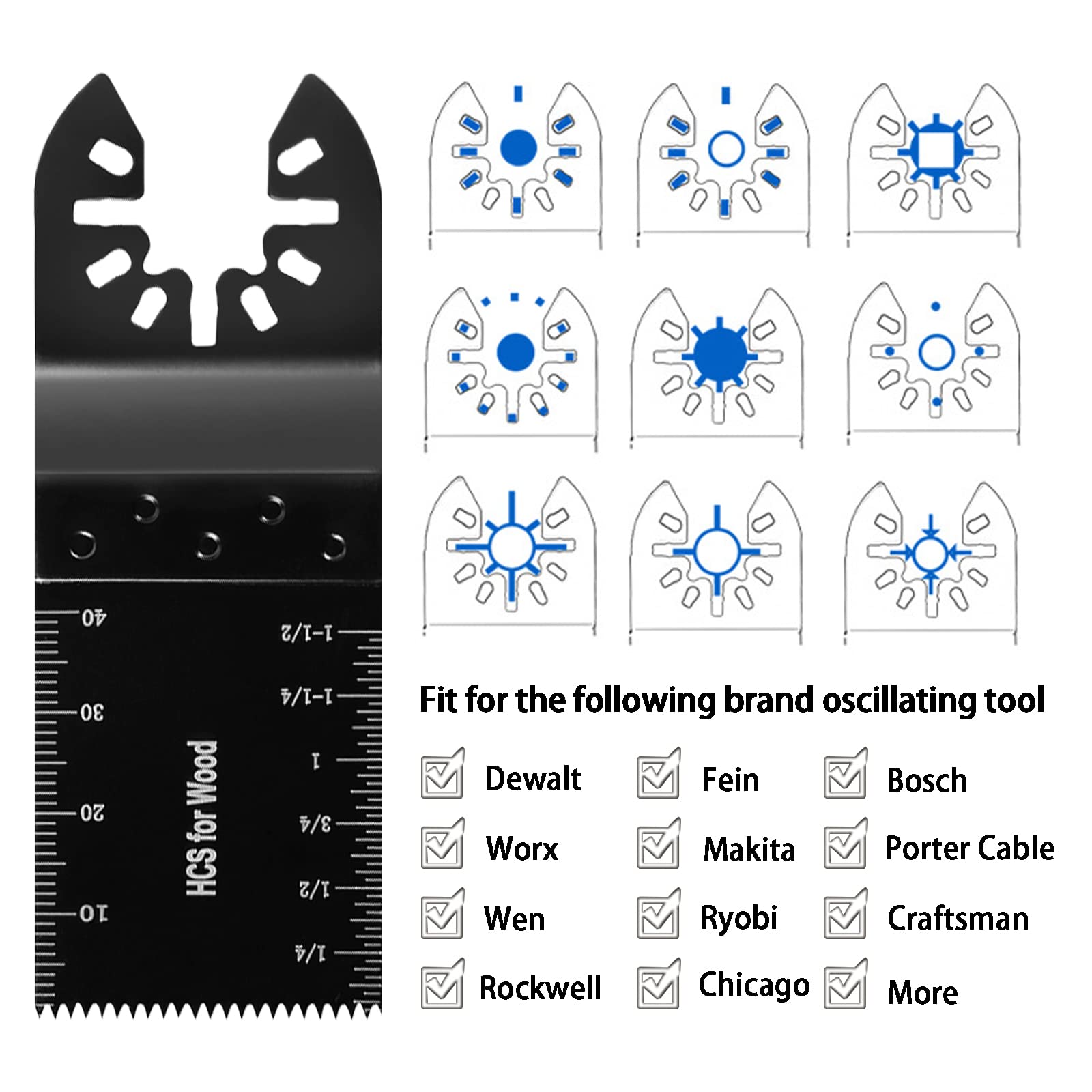 91Pack Oscillating Saw Blades,Premium Oscillating Tool Blades to Cut Wood Metal Plastics, Multitool Blades Kit Compatible with Dewalt Milwaukee Makita Ryobi Bosch Fein Rockwell (91)