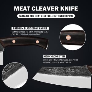 OuYehTzu 7.32 Inch Japanese Kiritsuke Chef Knife, Sharp Kitchen Meat Cleaver Knife with Black Sandalwood Handle for Meat, Vegetables, and Fruit