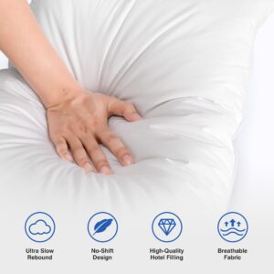 Zibroges ZB-DP01 Goose Feather Bed Sleeping, Hotel Down Pillows Queen Size, White Soft Cotton Cover, Fluffy Support Surround Fill Polyester for Back Side Stomach Sleeper 2 Count