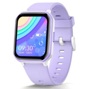 yousoku kids smart watch girls boys, fitness tracker watch for kids, 1.5" diy dial, 19 sport mode, sleep monitor, pedometers, heart rate, ip68 waterproof, great gift for boys girls teens 6-14 (purple)