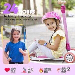 YOUSOKU Kids Smart Watch Girls Boys, Fitness Tracker Watch for Kids, 1.5" DIY Dial, 19 Sport Mode, Sleep Monitor, Pedometers, Heart Rate, IP68 Waterproof, Great Gift for Boys Girls Teens 6-14 (Purple)