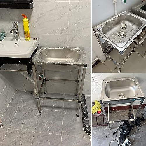 1 Compartment Restaurant Kitchen Utility Sink, Free Standing Mobile Sink Single Bowl, Multifunction Washbasin, Easy to Clean, for Laundry Room Bathroom Farmhouse Garage (Size : A 53x38cm/20.8x15in)