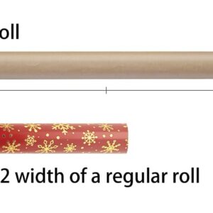 LDGOOAEL Mini Short Small Christmas Wrapping Paper Roll (17" X 120") - Gold Foil Snowflakes on Red