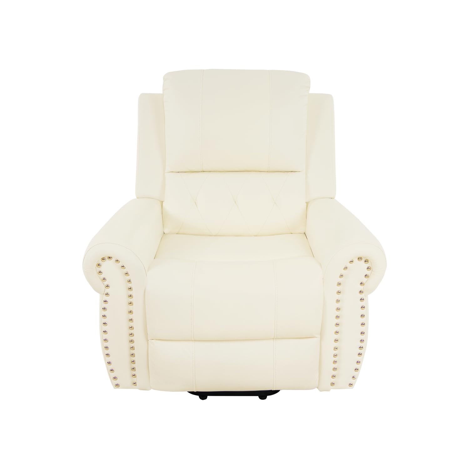 Tatiana Oversized Air Leather Power Lift Recliner Chair with Footrest, Reclining Chair with Remote Control, Premium Studded and Tufted Detailing, Side Pocket, Comfortable Power Lift Chair - Cream