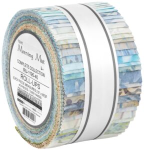 lunn studios artisan batiks morning mist roll up 40 2.5-inch strips robert kaufman ru-1195-40