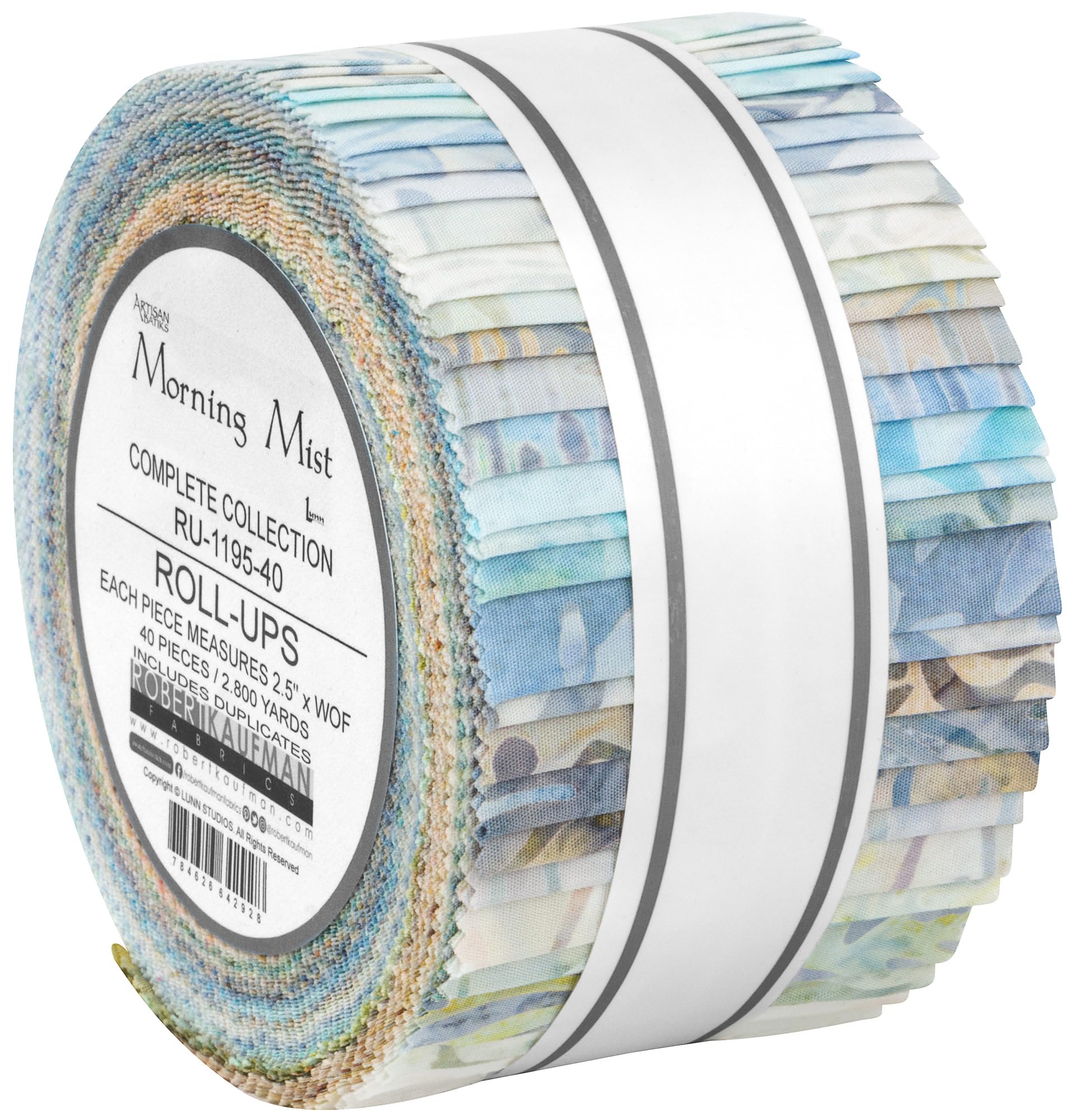 Lunn Studios Artisan Batiks Morning Mist Roll Up 40 2.5-inch Strips Robert Kaufman RU-1195-40