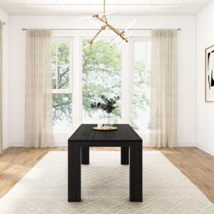 Plank+Beam 72 Inch Modern Wood Dining Table, Solid Wood Rectangular Dining Table for Kitchen/Dining Room, Black Wirebrush