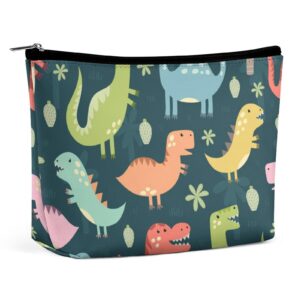 meaudiwes makeup bag, portable toiletry pouch for travel, funny cute dinosaurs lightweight toiletry pouch, cosmetic bag accessory organizer for women