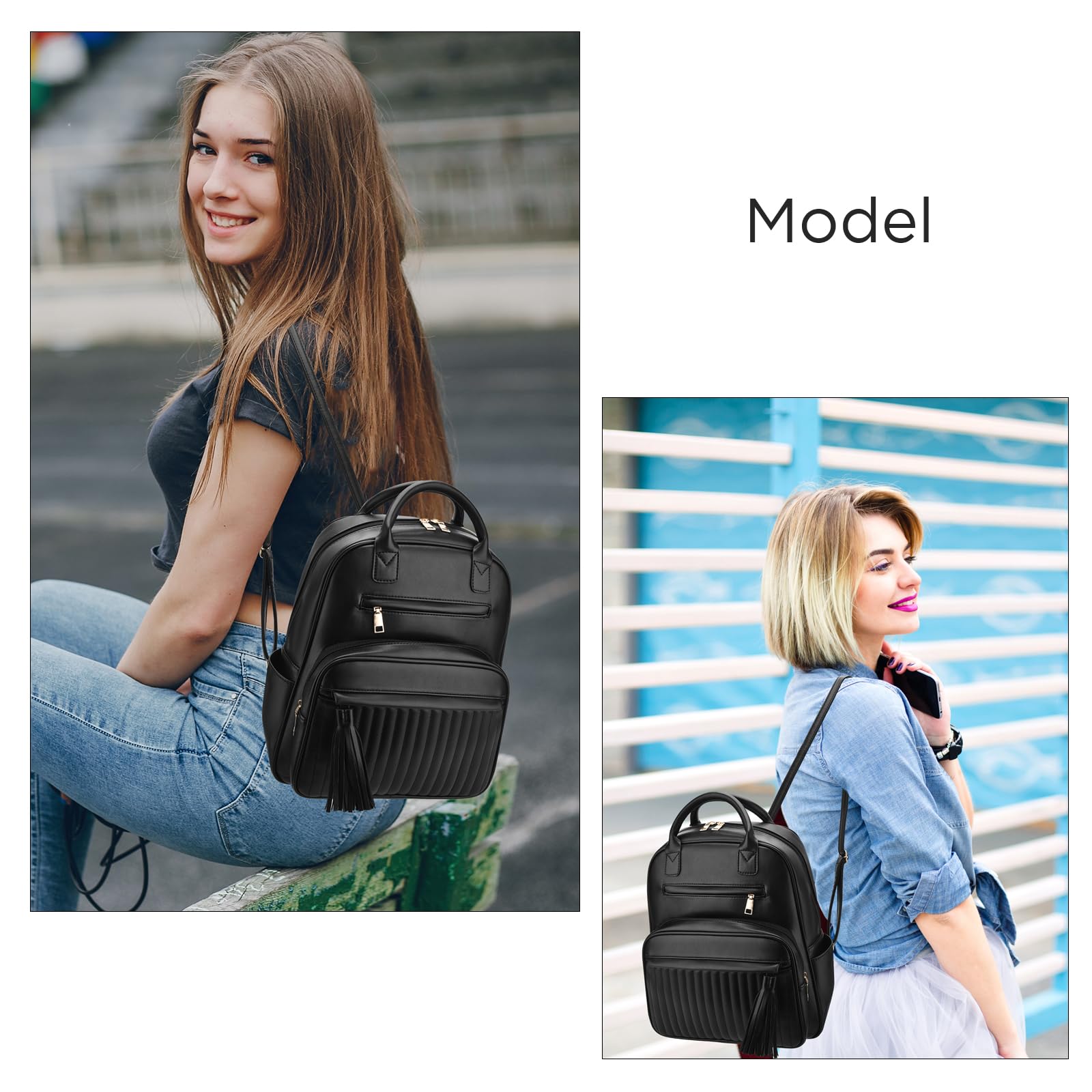 I IHAYNER Women Backpack Purse Fashion Leather Large Designer Travel Backpack Large Capacity Carry On Pack Bag for College Work Black