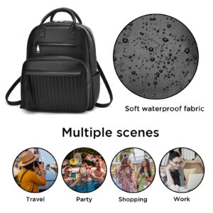 I IHAYNER Women Backpack Purse Fashion Leather Large Designer Travel Backpack Large Capacity Carry On Pack Bag for College Work Black