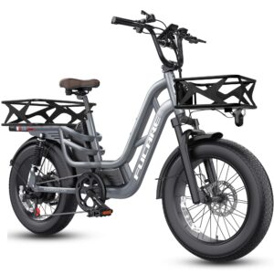 fucare libra 1200w peak electric bike for adults 32mph 48v 20ah lg battery ebike, full suspension 20"×4.0" fat tire commute 750w electric bicycles (+basket set, 20ah graphite gray)