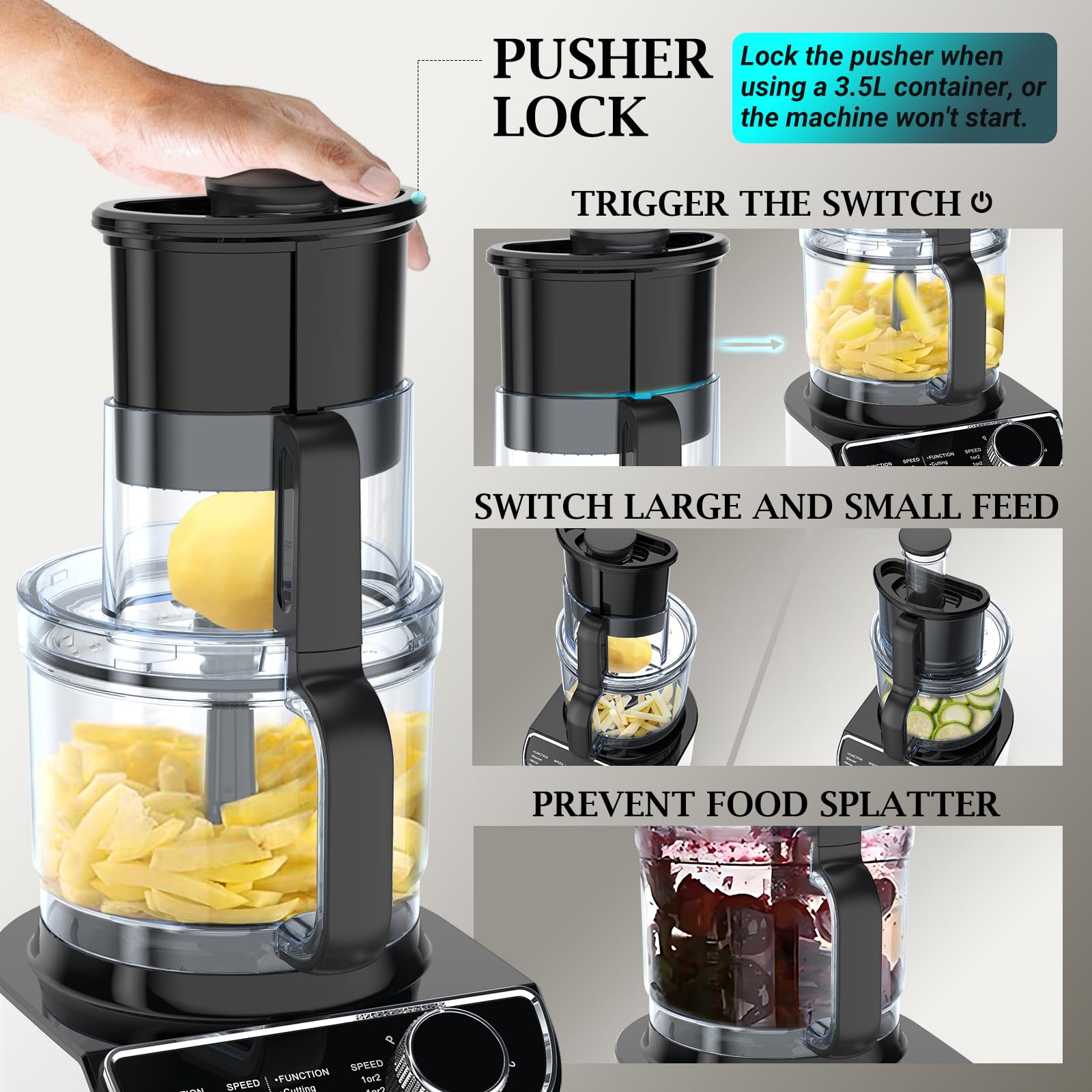 Food Processor - Food Processors Best Rated 2023, Versatile Blades for Slicing, Shredding, Chopping - Blender & Food Processor Combo, Large Caliber, 12-Cup 600W