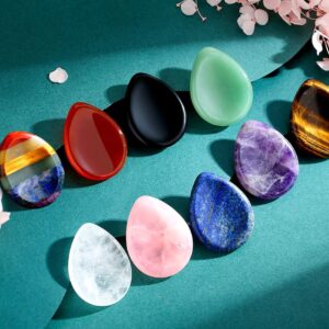 DUQGUHO Healing Crystals Natural 7 Chakra Thumb Worry Stone Crystal Quartz for Anxiety Reiki Meditation Accessories Worry Stone 1.7"