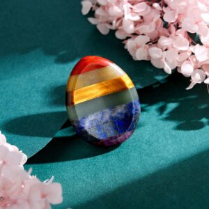 DUQGUHO Healing Crystals Natural 7 Chakra Thumb Worry Stone Crystal Quartz for Anxiety Reiki Meditation Accessories Worry Stone 1.7"