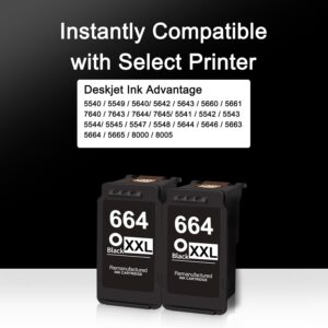 664XL Black Ink Cartridge Replacement for HP 664 XL 664 Combo Pack for DeskJet 3635 3636 3638 1115 2135 2138 4675 4535 4536 4676 4678 4538 Printer (2-Pack)