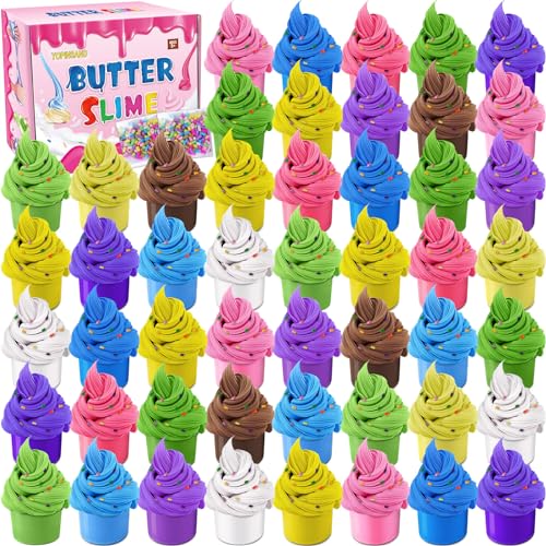 50 Pack Butter Slime Kit for Kids, Stress Relief Toys for Boys & Girls, Scented DIY Slime Toy for Party Favor, Soft and Non-Sticky, Birthday Easter Gifts Prize for Girl Boys Kids 6 7 8 9 10 11 12