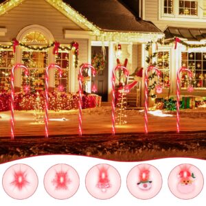 ALFIOT Solar Christmas Candy Cane Lights,Red Lights 12 Pack Upgraded Pathway Stake Lights Outdoor, 8 Modes 2000Mah Lights Walkway Outdoor Markers with Stakes for Garden Patio Xmas Decorations (22'')