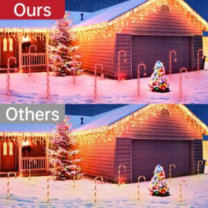 ALFIOT Solar Christmas Candy Cane Lights,Red Lights 12 Pack Upgraded Pathway Stake Lights Outdoor, 8 Modes 2000Mah Lights Walkway Outdoor Markers with Stakes for Garden Patio Xmas Decorations (22'')