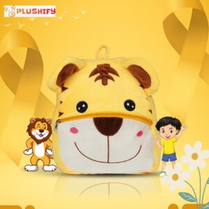 PLUSHIFY Tiger Toddler Backpack - 13 Inch Yellow Backpack for Boys and Girls, Ages 3 and Up - Adorable and Practical Companion for Little Explorers. (Tiger)