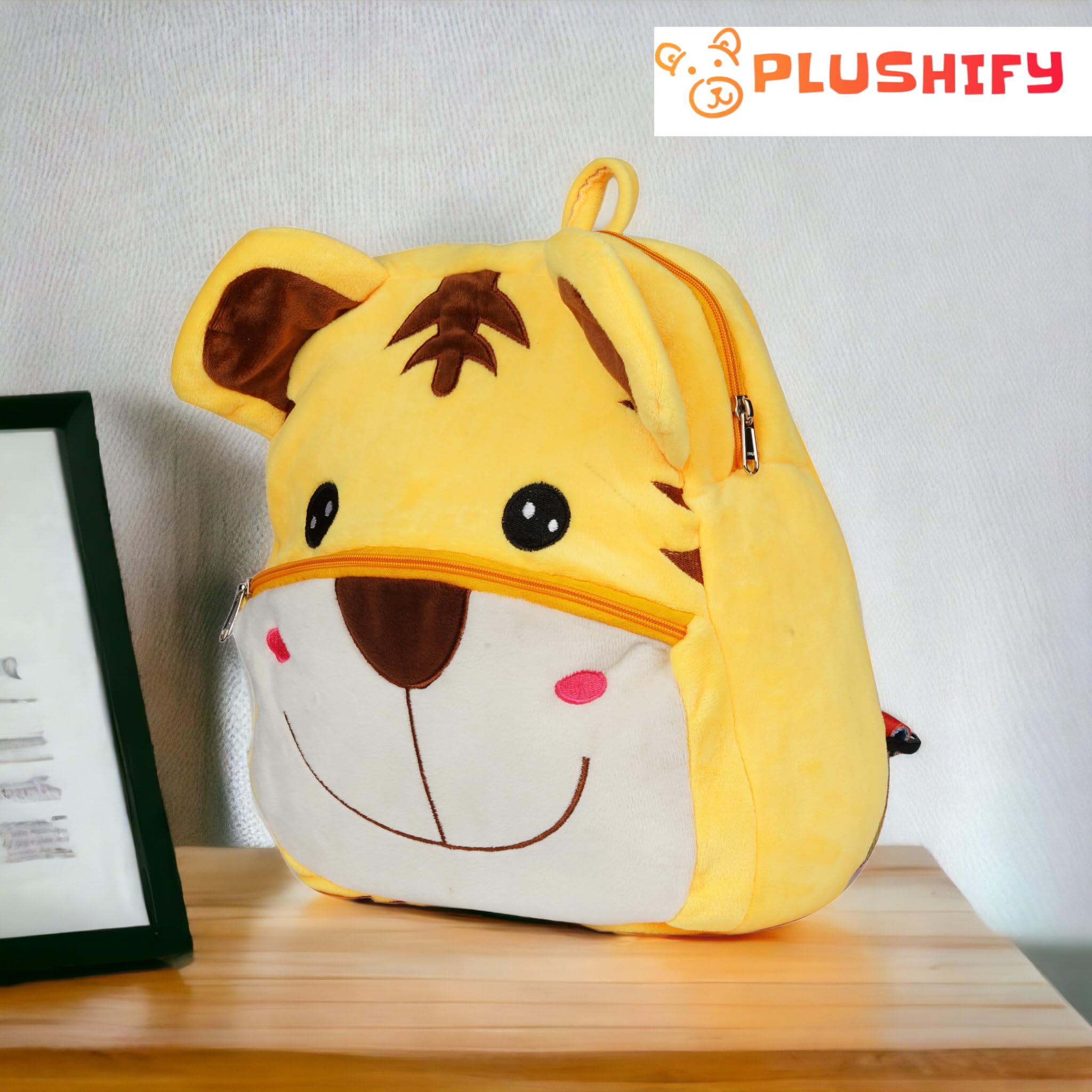 PLUSHIFY Tiger Toddler Backpack - 13 Inch Yellow Backpack for Boys and Girls, Ages 3 and Up - Adorable and Practical Companion for Little Explorers. (Tiger)