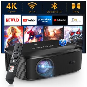 4k projector with wifi and bluetooth, elephas outdoor movie projector with netflix/prime video/youtube built-in, 100,000+ apps supported, video projector compatible with hdmi/usb/ios/android/windows