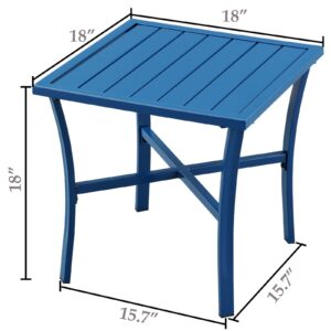 ZOTORUN Outdoor Steel Side Table End Table for Patio, Backyard, Pool, Indoor Companion, Easy Maintenance and Weather Resistant, Blue