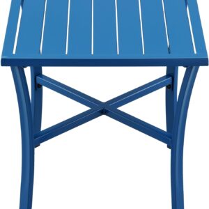 ZOTORUN Outdoor Steel Side Table End Table for Patio, Backyard, Pool, Indoor Companion, Easy Maintenance and Weather Resistant, Blue