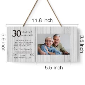 30th Anniversary Picture Frame, 30th Wedding Anniversary for Her Him Couple Husband Wife, Happy 30th Wedding Anniversary Decorations for Wall Desk Tabletop Shelf, 30 Years Wedding Gift Ideas 4