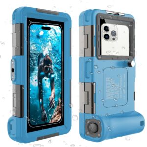 shellbox case diving case 2nd gen for phone/samsung galaxy series, universal phones[4.9-6.9 inch],snorkeling[15m/50ft] full body protector(blue-grey)