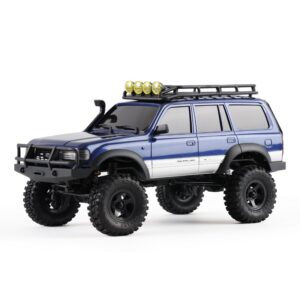 beezrc fms rc crawler 1/18 fcx18 land cruiser lc80 rtr toyota licensed 4wd rc rock truck 2.4ghz 900mah hobby grade rc car model mini remote control car off road vehicle fms11831rtrbu(blue)