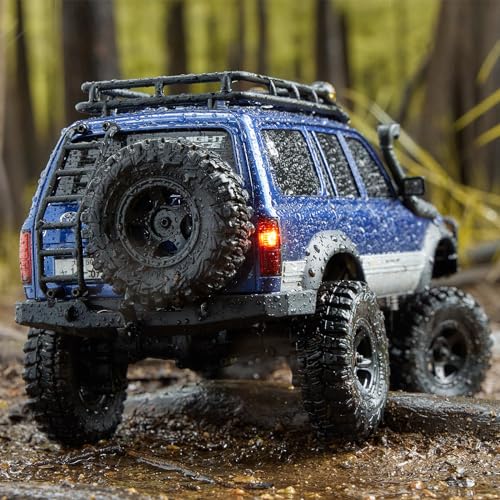 BEEZRC FMS RC Crawler 1/18 FCX18 Land Cruiser LC80 RTR Toyota Licensed 4WD RC Rock Truck 2.4Ghz 900mAh Hobby Grade RC Car Model Mini Remote Control Car Off Road Vehicle FMS11831RTRBU(Blue)