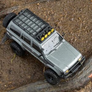 BEEZRC FMS RC Crawler 1/18 FCX18 Land Cruiser LC80 RTR Toyota Licensed 4WD RC Rock Truck 2.4Ghz 900mAh Hobby Grade RC Car Model Mini Remote Control Car Off Road Vehicle FMS11831RTRBU(Blue)