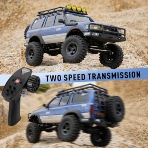 BEEZRC FMS RC Crawler 1/18 FCX18 Land Cruiser LC80 RTR Toyota Licensed 4WD RC Rock Truck 2.4Ghz 900mAh Hobby Grade RC Car Model Mini Remote Control Car Off Road Vehicle FMS11831RTRBU(Blue)