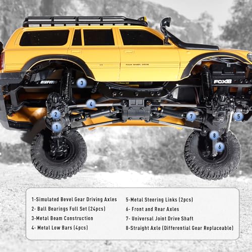 BEEZRC FMS RC Crawler 1/18 FCX18 Land Cruiser LC80 RTR Toyota Licensed 4WD RC Rock Truck 2.4Ghz 900mAh Hobby Grade RC Car Model Mini Remote Control Car Off Road Vehicle FMS11831RTRBU(Blue)