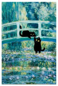 vkyzqoj vintage black cat canvas wall art famous oil paintings flowers poster funny floral print farmhouse aesthetic room decor for living room bedroom bathroom 16x24in unframed