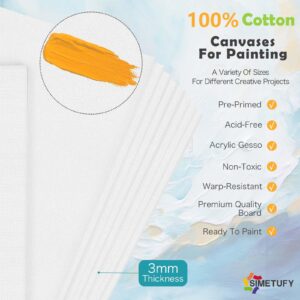 Simetufy 8 Pack 8x10 Inch Canvas Boards for Painting Canvas Panels Painting Canvas-Gesso Primed Acid-Free 100% Cotton Canvases for Acrylics Oil Watercolor Tempera Paints