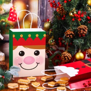 Yeaqee 80 Pcs Christmas Gift Bags with Handles Small Size Reusable Merry Christmas Kraft Goodie Bags Holiday Gift Wrapping Paper Bags for Kids Party Supplies 8.3 x 5.9 x 3.15''(Penguin, Snowman, Elk)