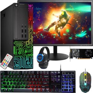 dell rgb gaming desktop computer pc, intel core i5, geforce gt 1030 2gb gddr5, 16gb ram, 512gb ssd, 24 inch hdmi monitor, rgb keyboard mouse and headset, wifi, windows 10 pro (renewed)