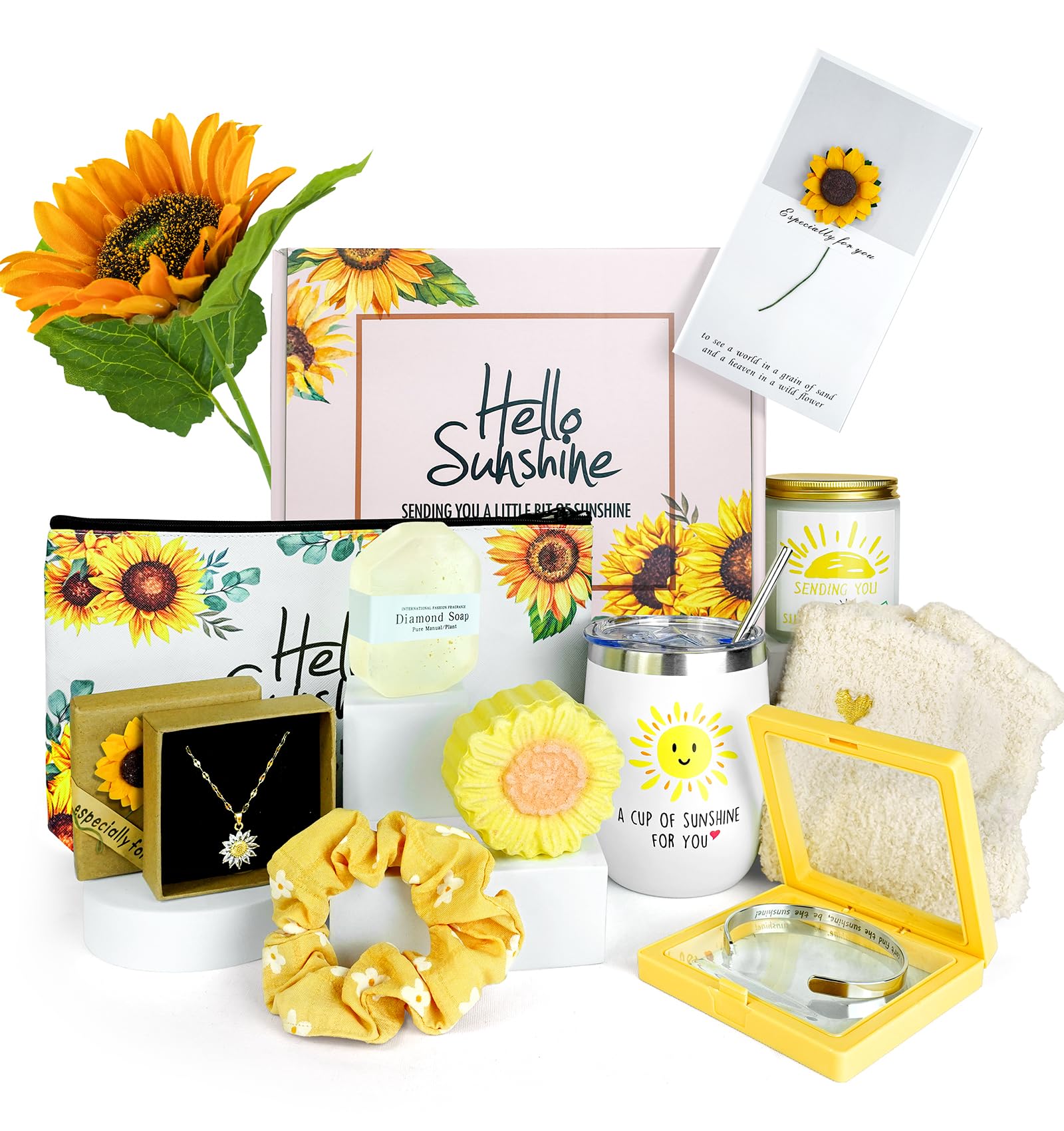 Sunflower Gifts for Women,Birthday Gifts for Women,Sending Sunshine Gift,Thank You Gifts,Care Package,Thinking of You Gifts for Women Mom Grandma Sister Best Friend,Graduation Gifts for Her