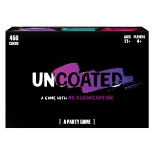 uncoated party game for adults ages 21+, hilarious, social & interactive card game for game night, pre games, parties, & gatherings, 4+ players, 450+ cards, unfiltered fun & no sugarcoating