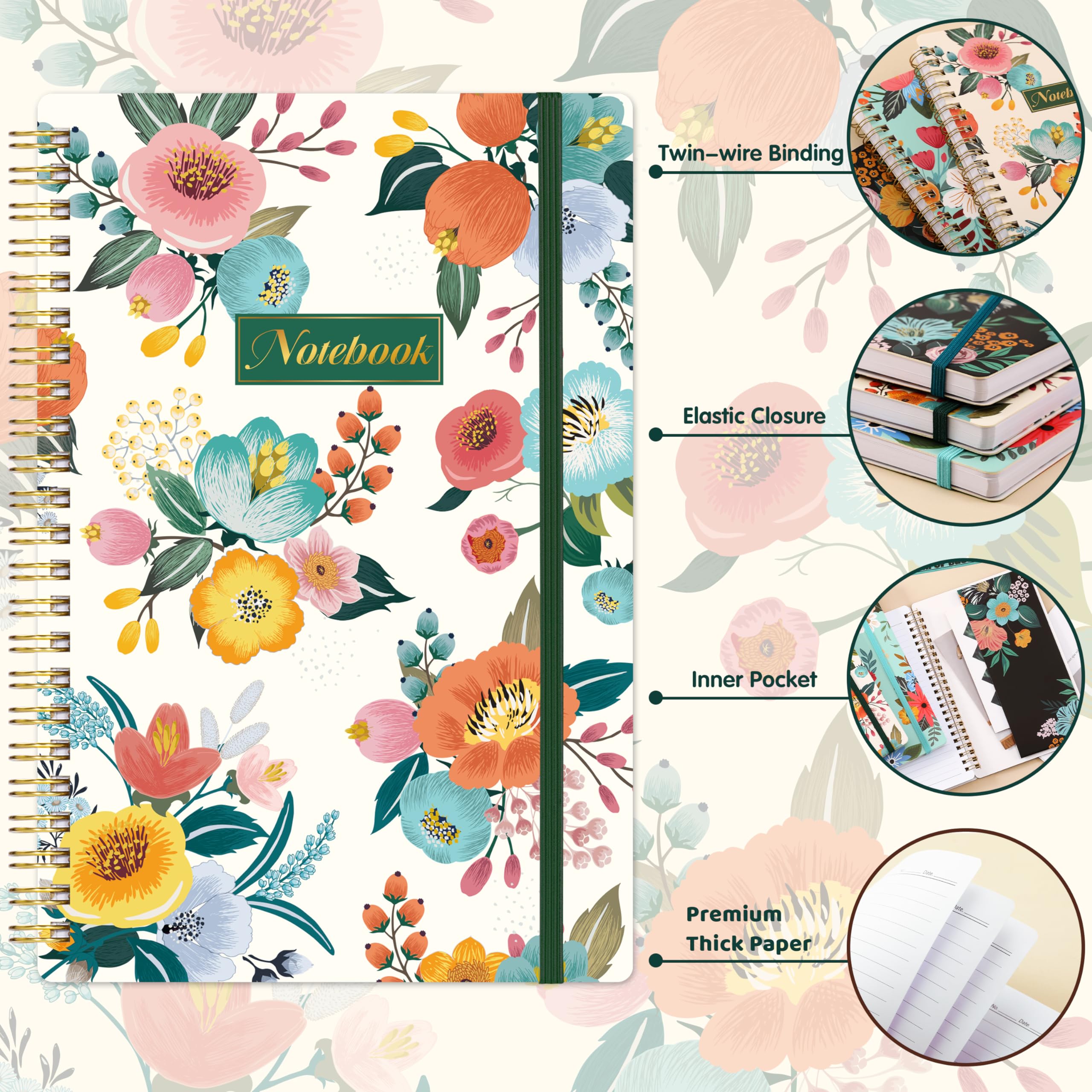 Notebook - 3 Pack A5 Lined Journal Notebooks, 8.3'' x 6'' Spiral Notebook, Journal Notebook with Thick Paper, Classic College Ruled Notebooks for Office, School Supplies