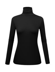 kindcall black long sleeves thermal shirts for women turtleneck dark academia clothing turtle neck athletic casual tops (black medium)