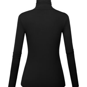 Kindcall Black Long Sleeves Thermal Shirts for Women Turtleneck Dark Academia Clothing Turtle Neck Athletic Casual Tops (Black Medium)