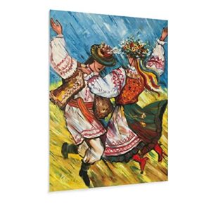 Ukrainian Folk Art Painting Ukrainian Wall Art Dancing Couple Oil Painting Ukrainian Flag Painting Wall Art Paintings Canvas Wall Decor Home Decor Living Room Decor Aesthetic 12x16inch(30x40cm) Unfr