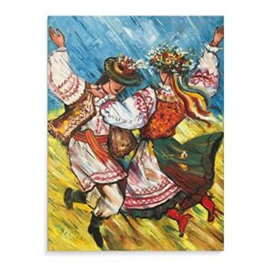 ukrainian folk art painting ukrainian wall art dancing couple oil painting ukrainian flag painting wall art paintings canvas wall decor home decor living room decor aesthetic 12x16inch(30x40cm) unfr